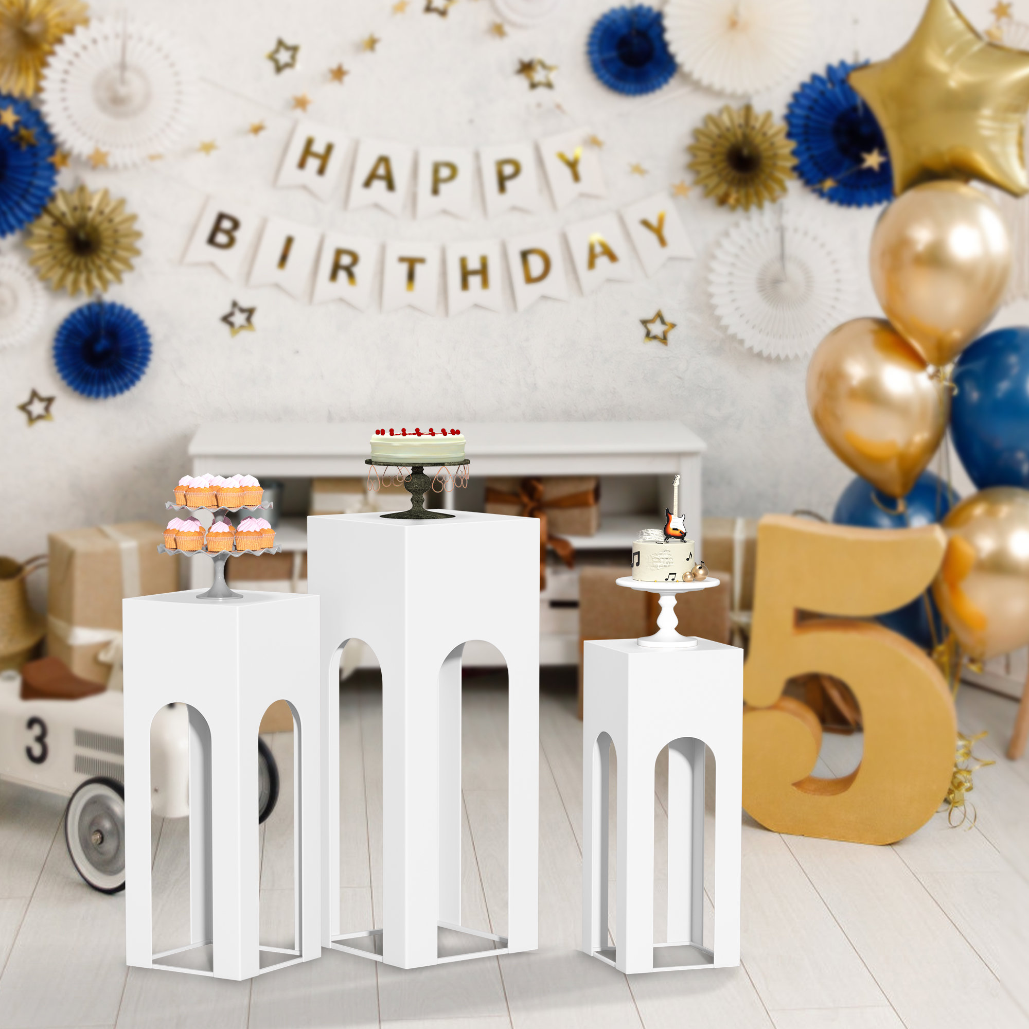 Arlmont & Co. 3pcs Square Pedestal Stands For Parties | Wayfair