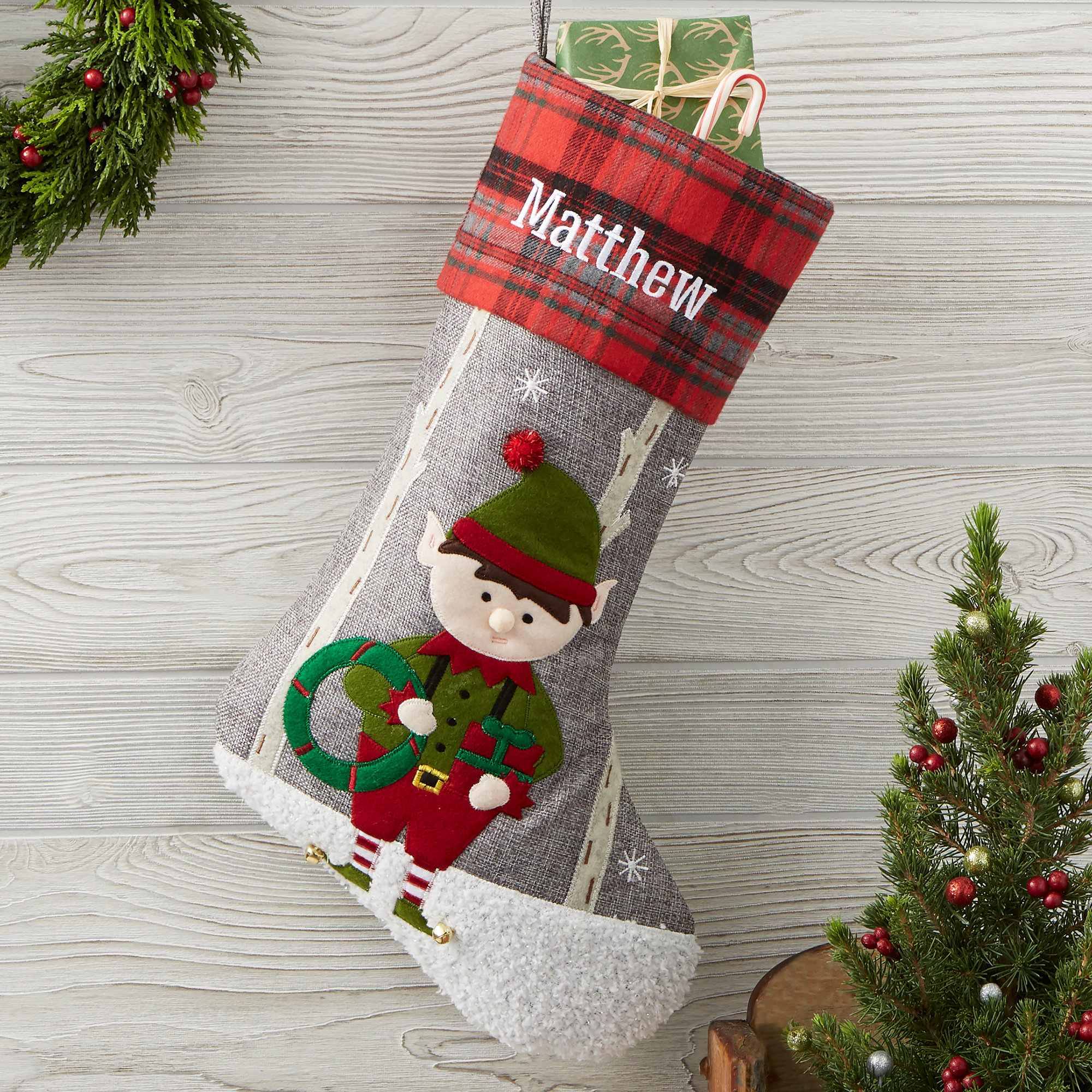 Personalization Mall Wintry Cheer Elf Personalized Christmas Stocking ...