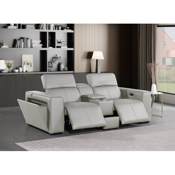 Global United Top Grain Italian Leather Modular Power Dual Reclining ...