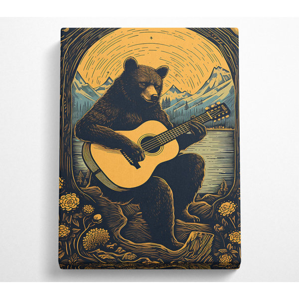 Happy Larry Bear Playing Guitar Canvas Art Print | Wayfair.co.uk