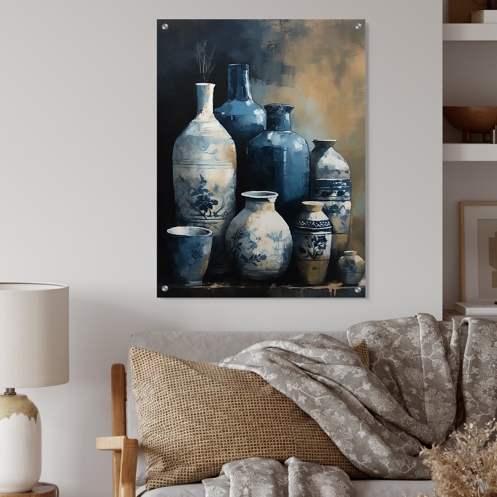 Winston Porter Blue And Cream Bohemian Vibes Pottery IV - Boho Pottery ...