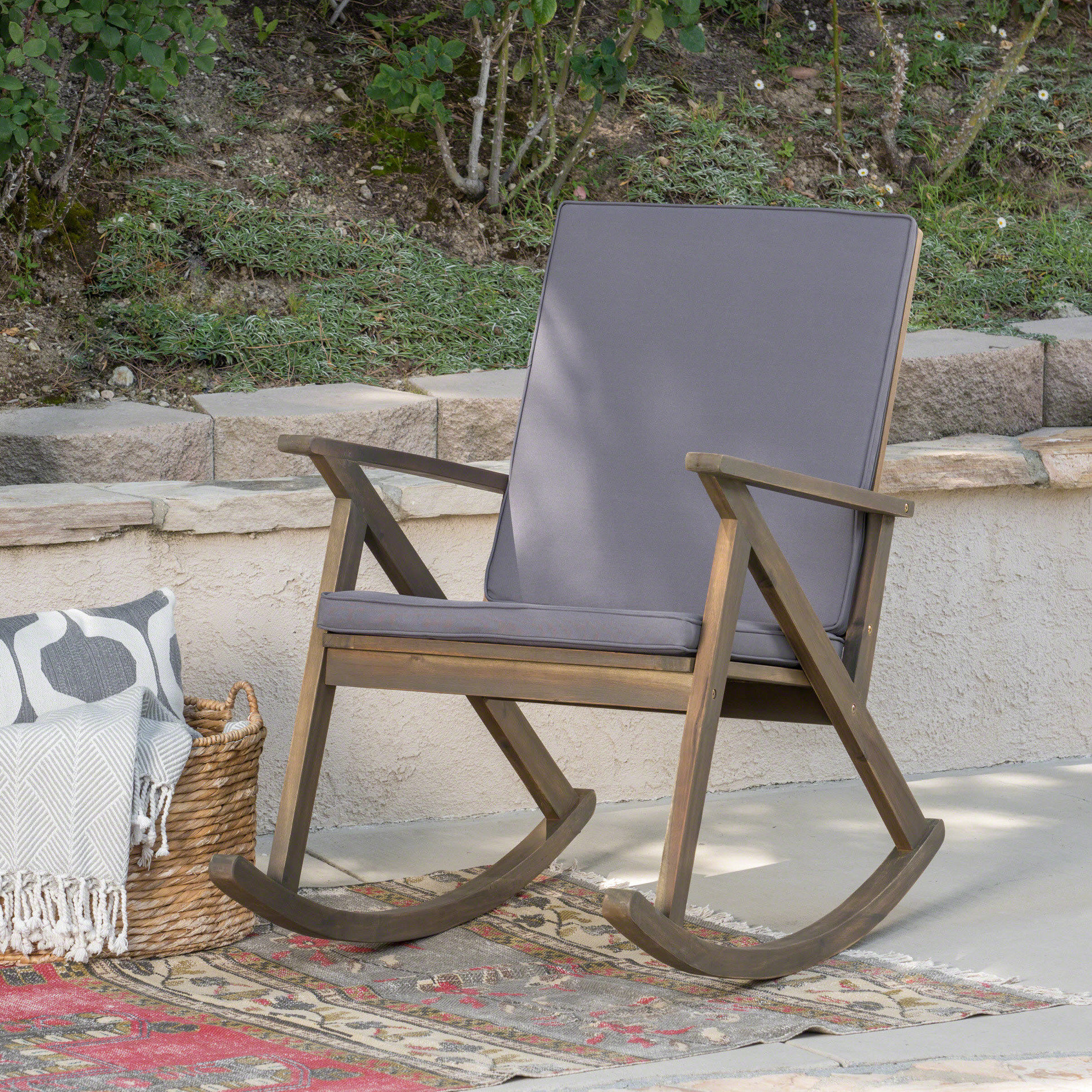 August Grove® Grey Rocking Chair Made Of Wood - Fits Living Room Too ...