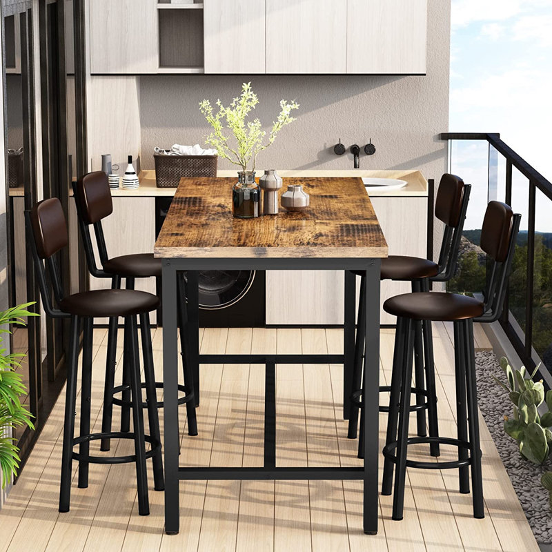 17 Stories Enchantyd 5 Piece Kitchen & Dining Room Set with 4 Stools ...
