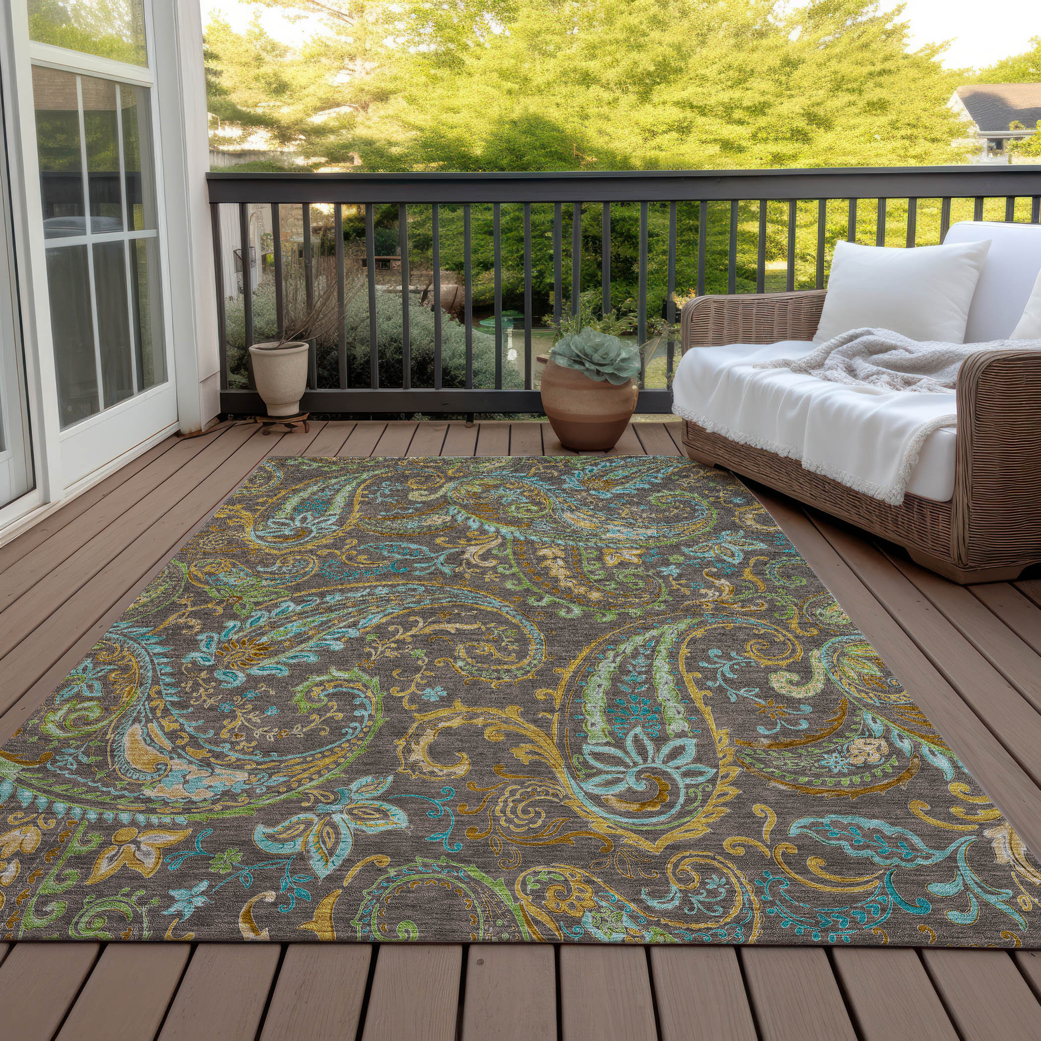 Langley Street Kinslee Indoor/Outdoor Area Rug with Non-Slip Backing ...