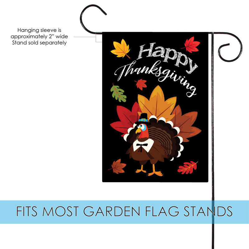 Toland Home Garden Toland Pilgrim Turkey Inch Thanksgiving Flag Fall ...