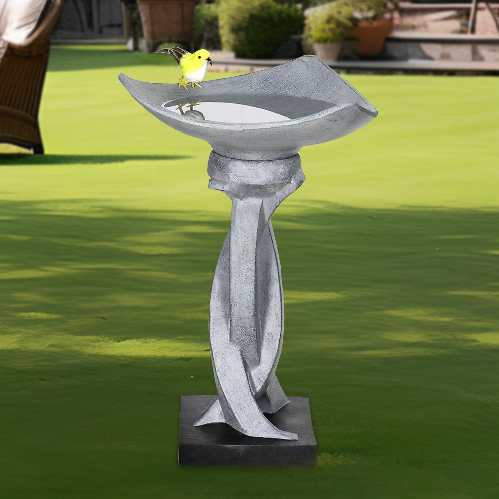 Latitude Run® Bird Baths For Garden - Concrete Modern Outdoor Standing ...