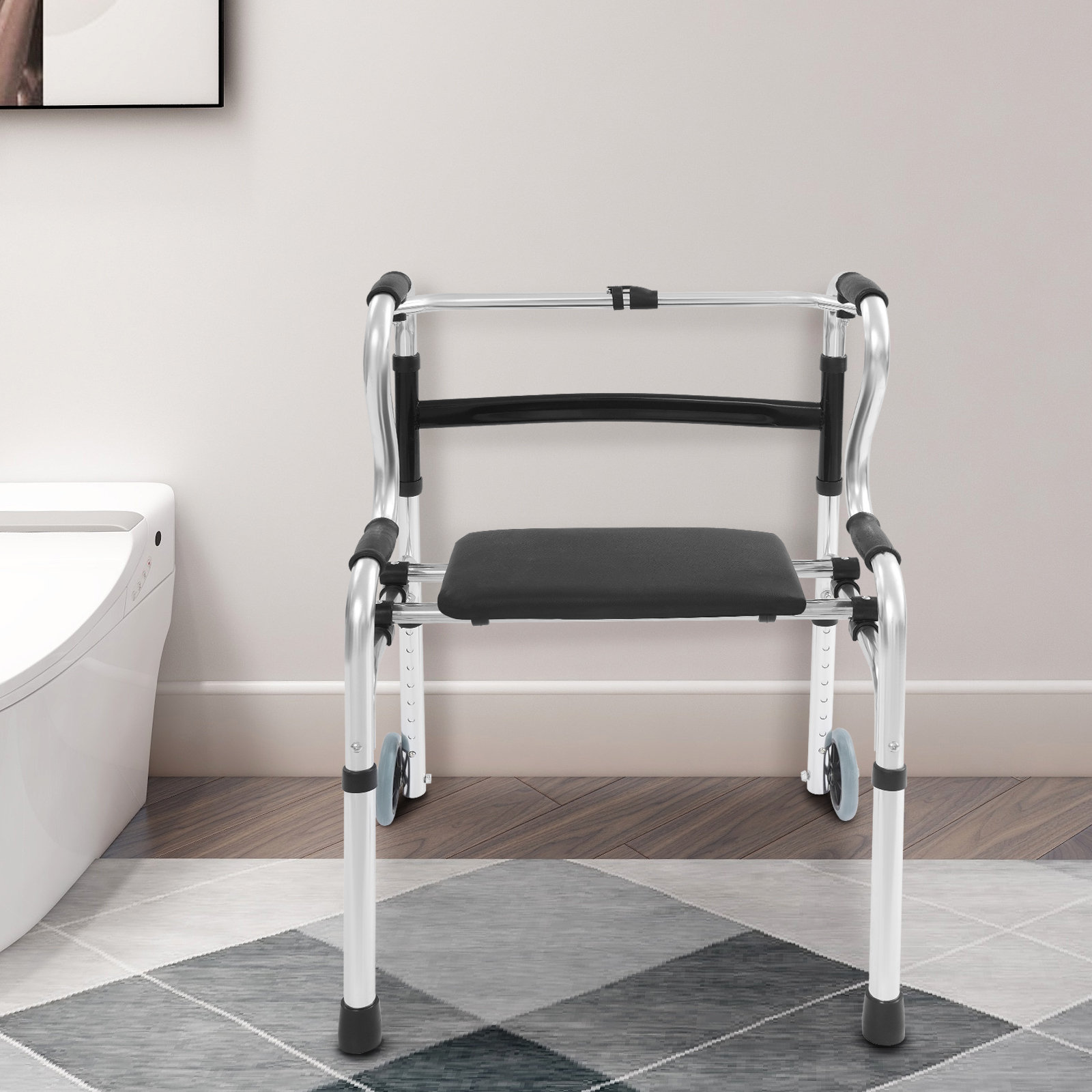 JOYDING Adjustable Walker With Wheels Foldable Walker Stand Up Walker ...