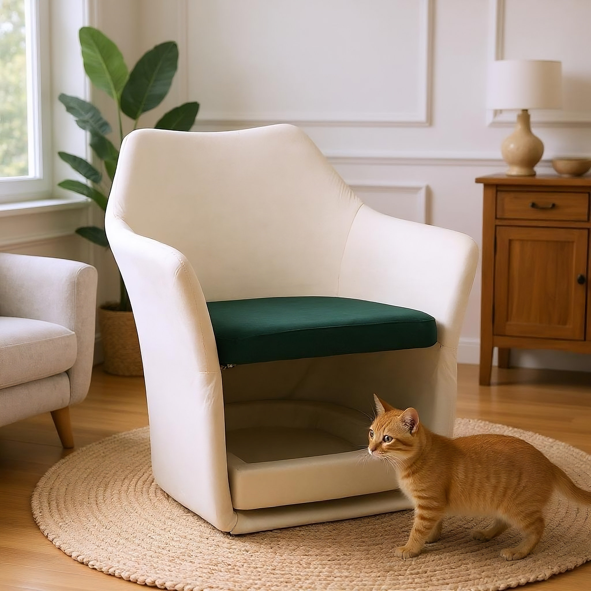Tucker Murphy Pet™ Modern Velvet Accent Chair With Pet Cave ...