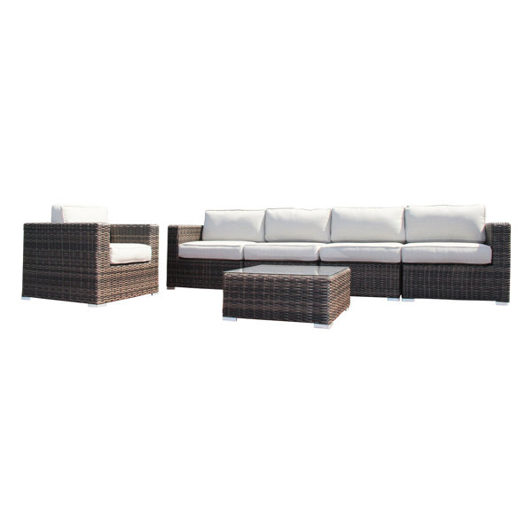 Ebern Designs Tajiah Rattan Wicker Seating Group with Cushions ...