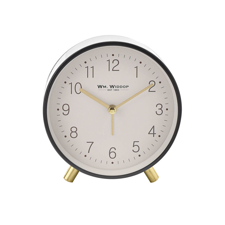 Wm Widdop Analogue Metal Quartz Movement / Crystal Alarm Tabletop Clock ...