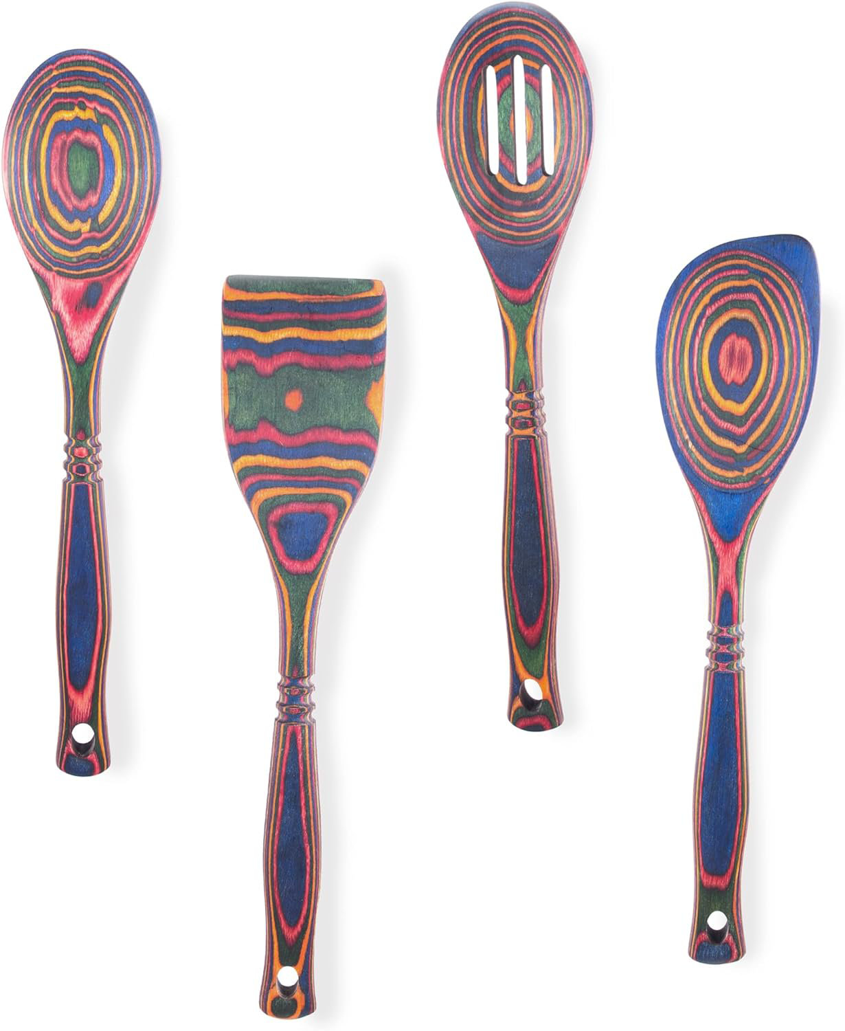 WRIWON 12-Inch Stirring Spoon Set With Standard Spoon, Slotted Spoon ...