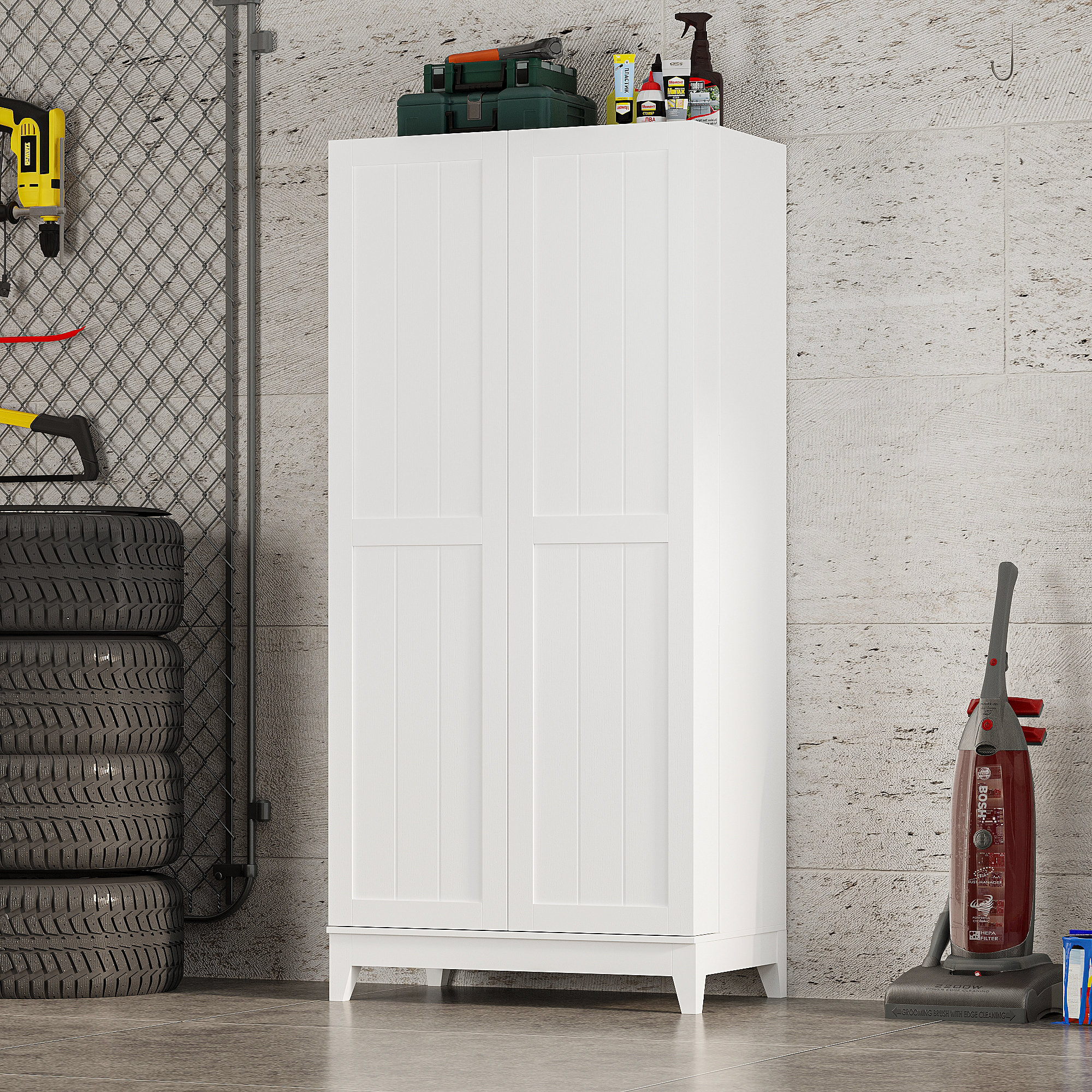 WFX Utility™ White Garage Cabinet With 2 Door And 4 Drawer - Wayfair Canada