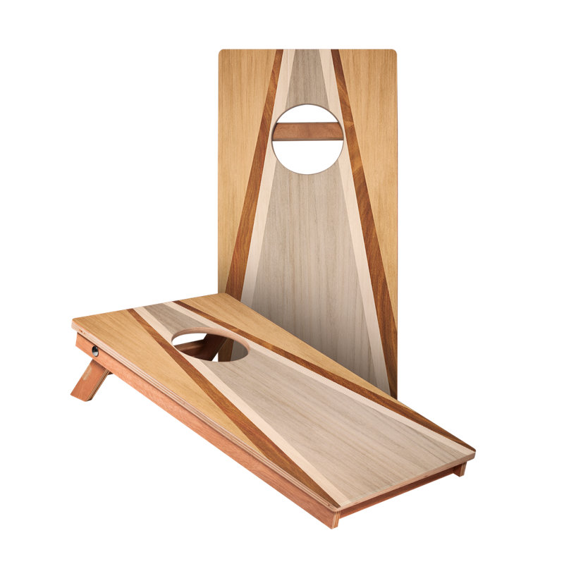 The American Cornhole Association Natural & Gray Wood Triangle Backyard ...