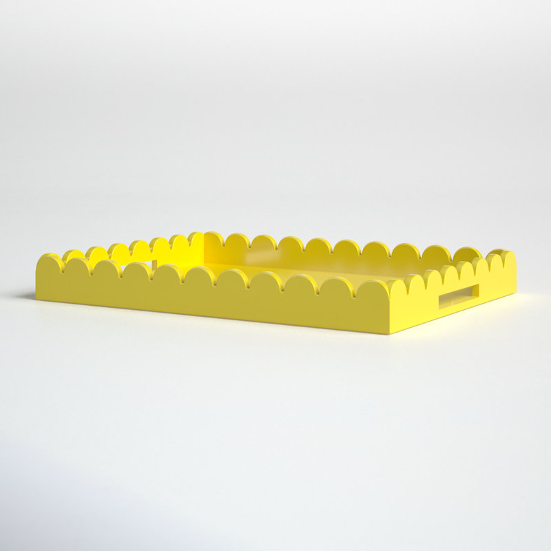 Birch Lane™ Hindley Hand-Crafted Rectangular Scalloped Wood Tray | Wayfair