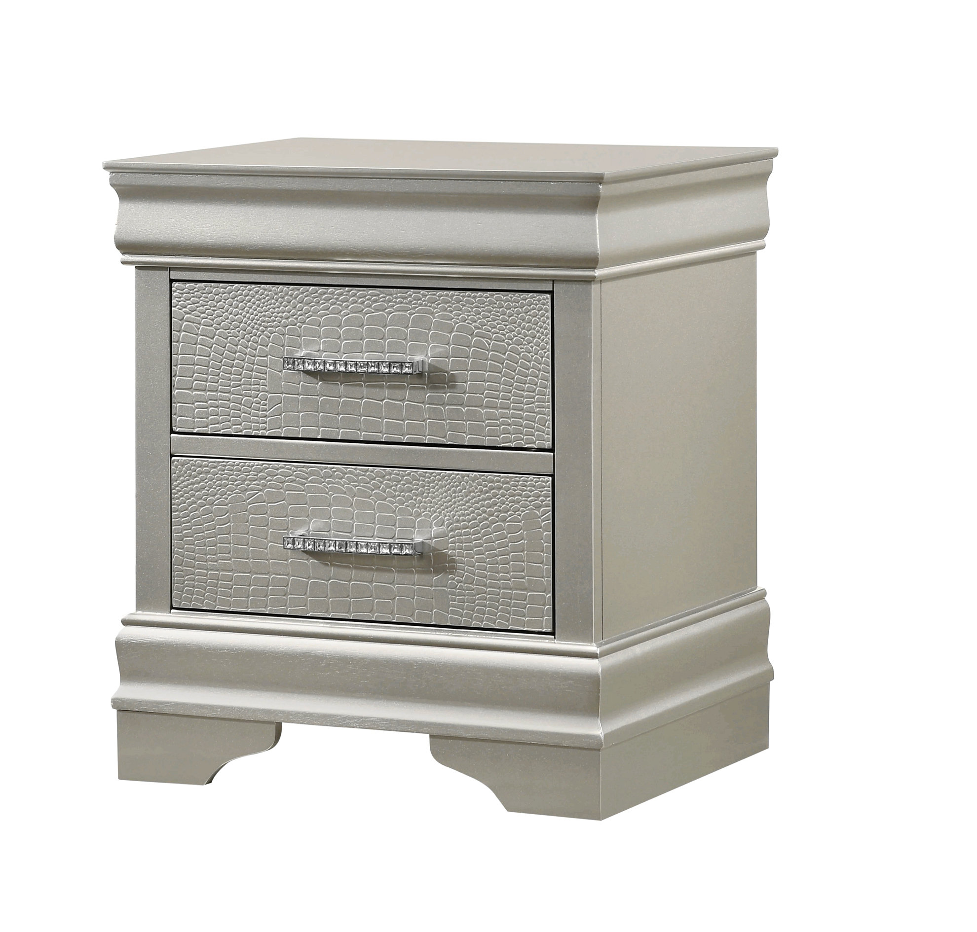 House of Hampton® 1Pc Modern Glam Style Two Drawers Nightstand Solid ...