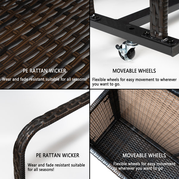 Highland Dunes Outdoor Patio Wicker Pool Float Storage with Wheels ...