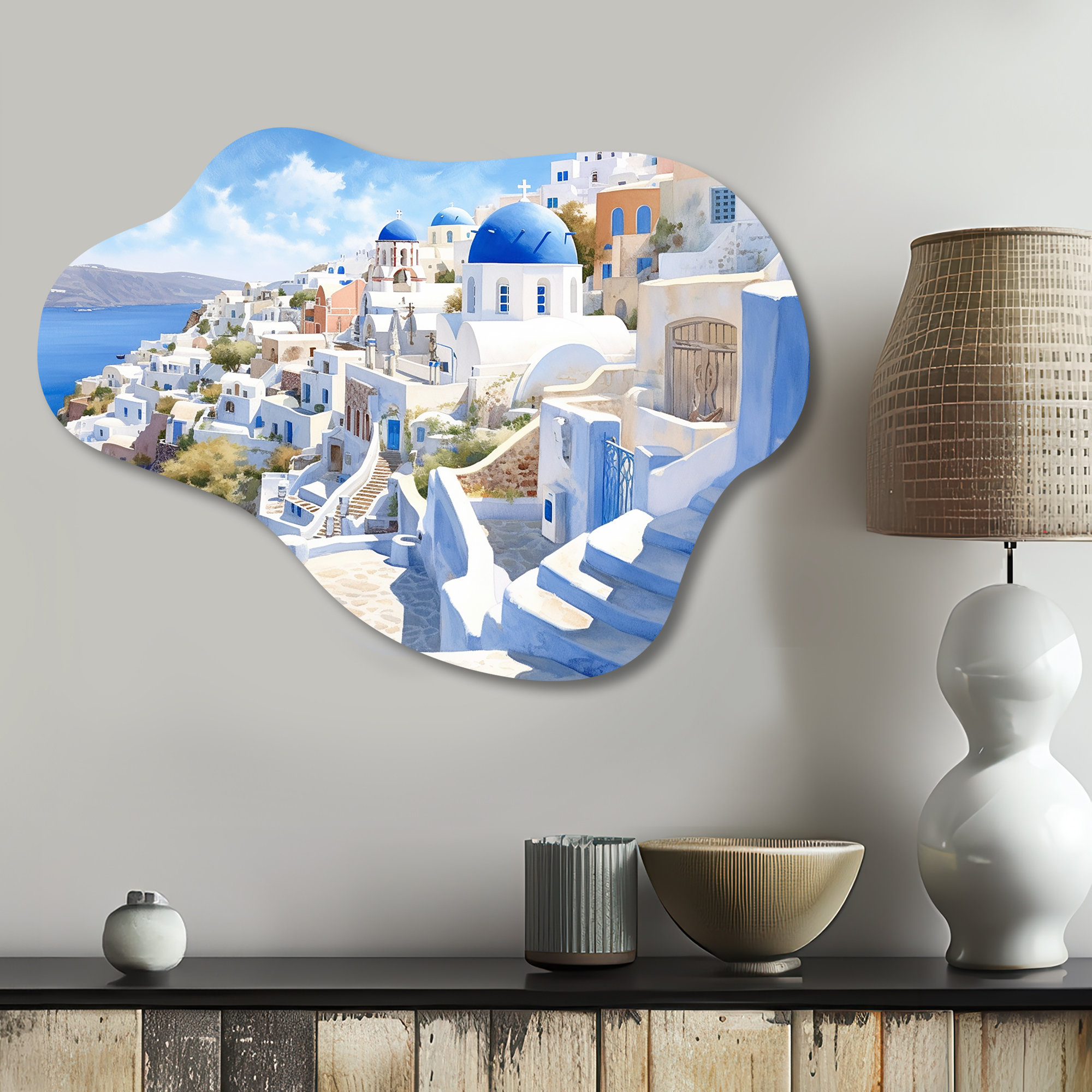 Design Art Greek Santorini Odyssey II - Greece Cloud Shape Metal Wall ...