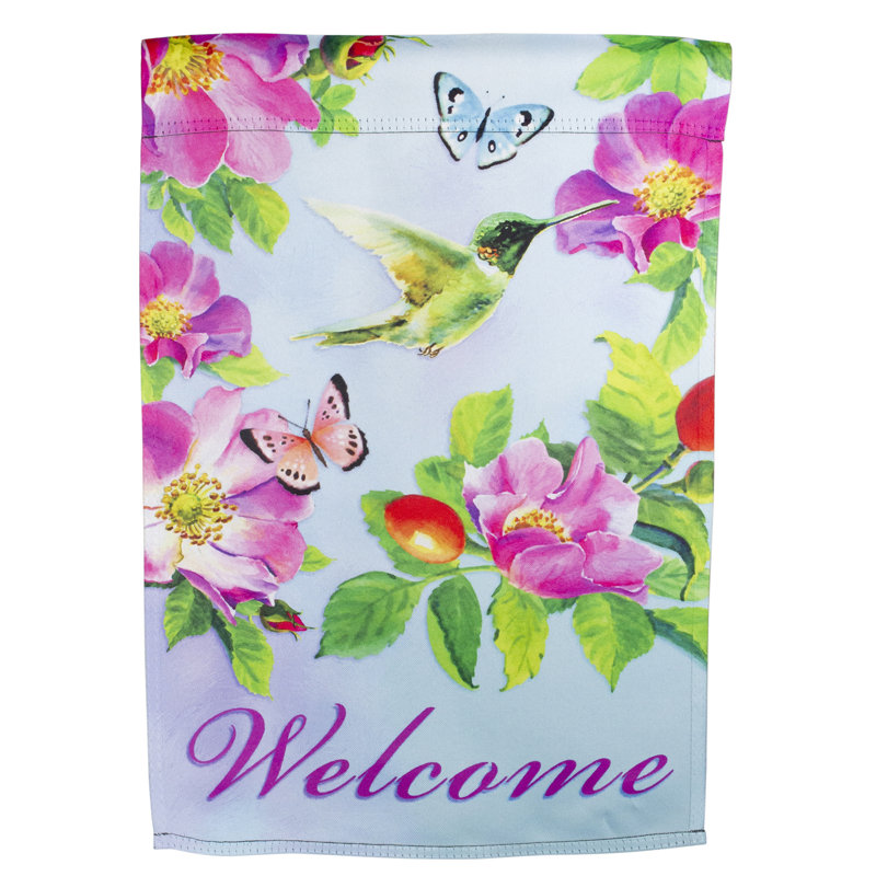 Northlight Seasonal Welcome Hummingbird Floral Outdoor Flag | Wayfair