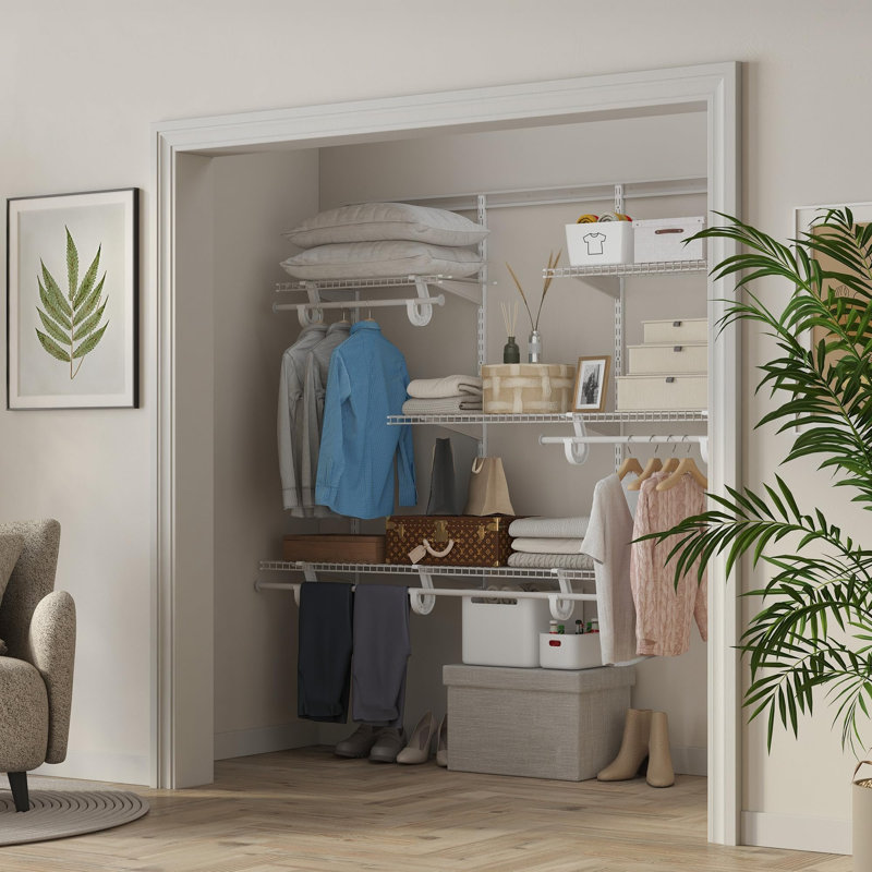 Rebrilliant 4-6 Ft Closet Organizer System, White Closet System | Wayfair