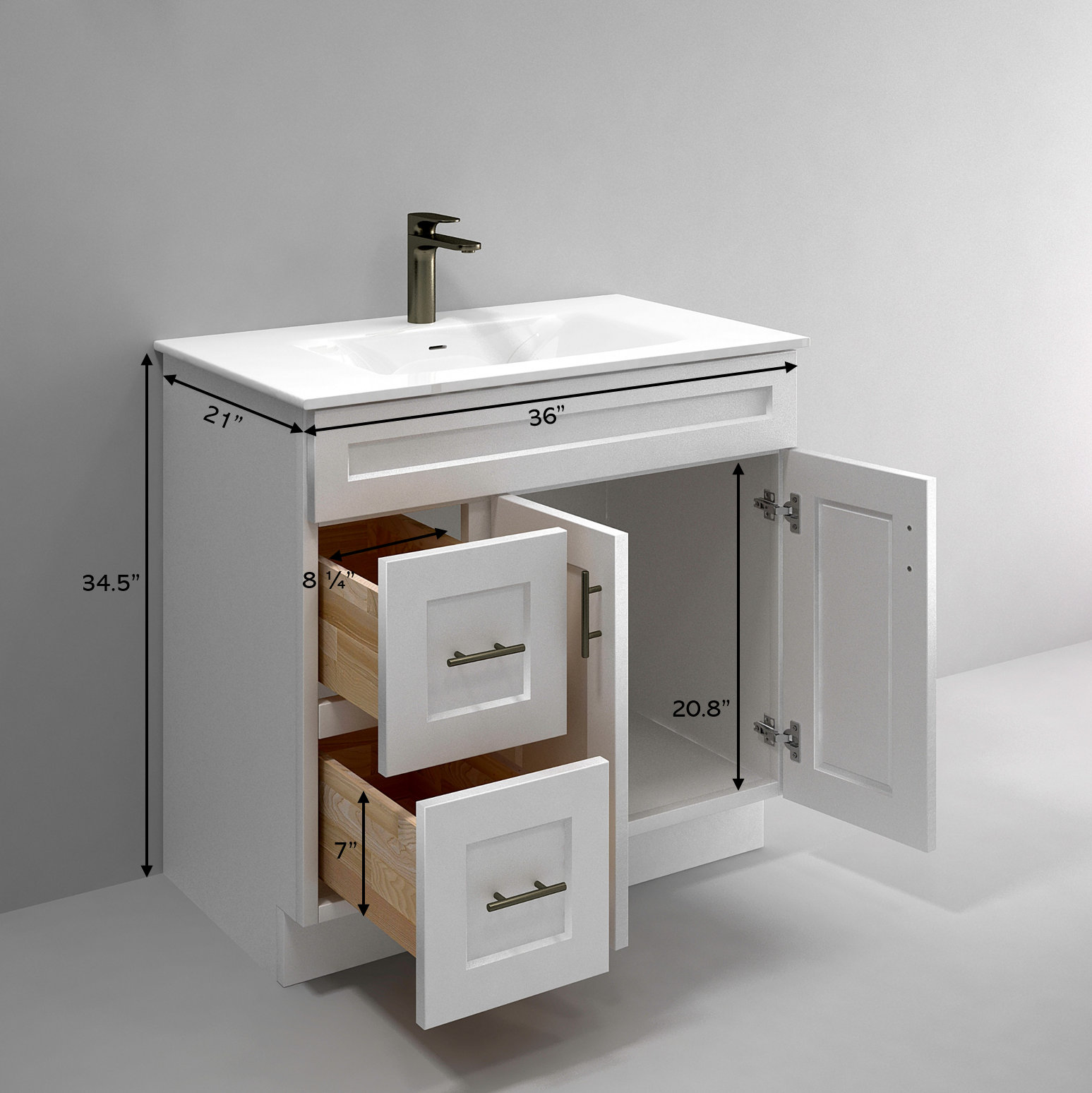 Vanity Atelier 36'' Bathroom Vanity Sink Base with Drawers Cabinet in ...