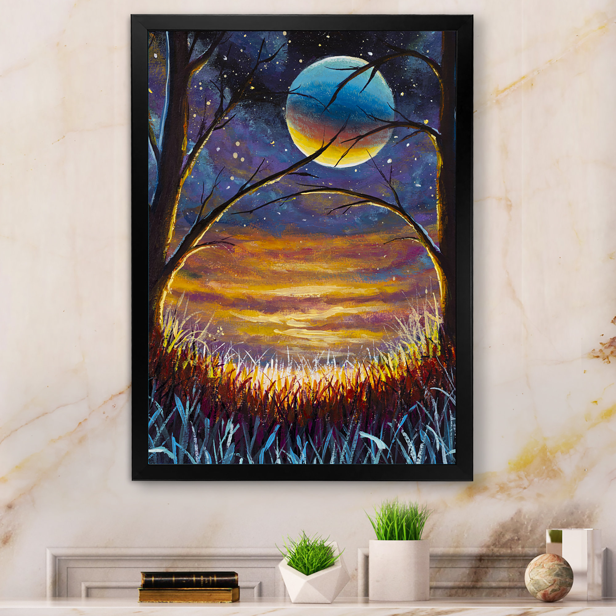 Millwood Pines Night Fantasy Moon " Night Fantasy Moon " Painting Print ...