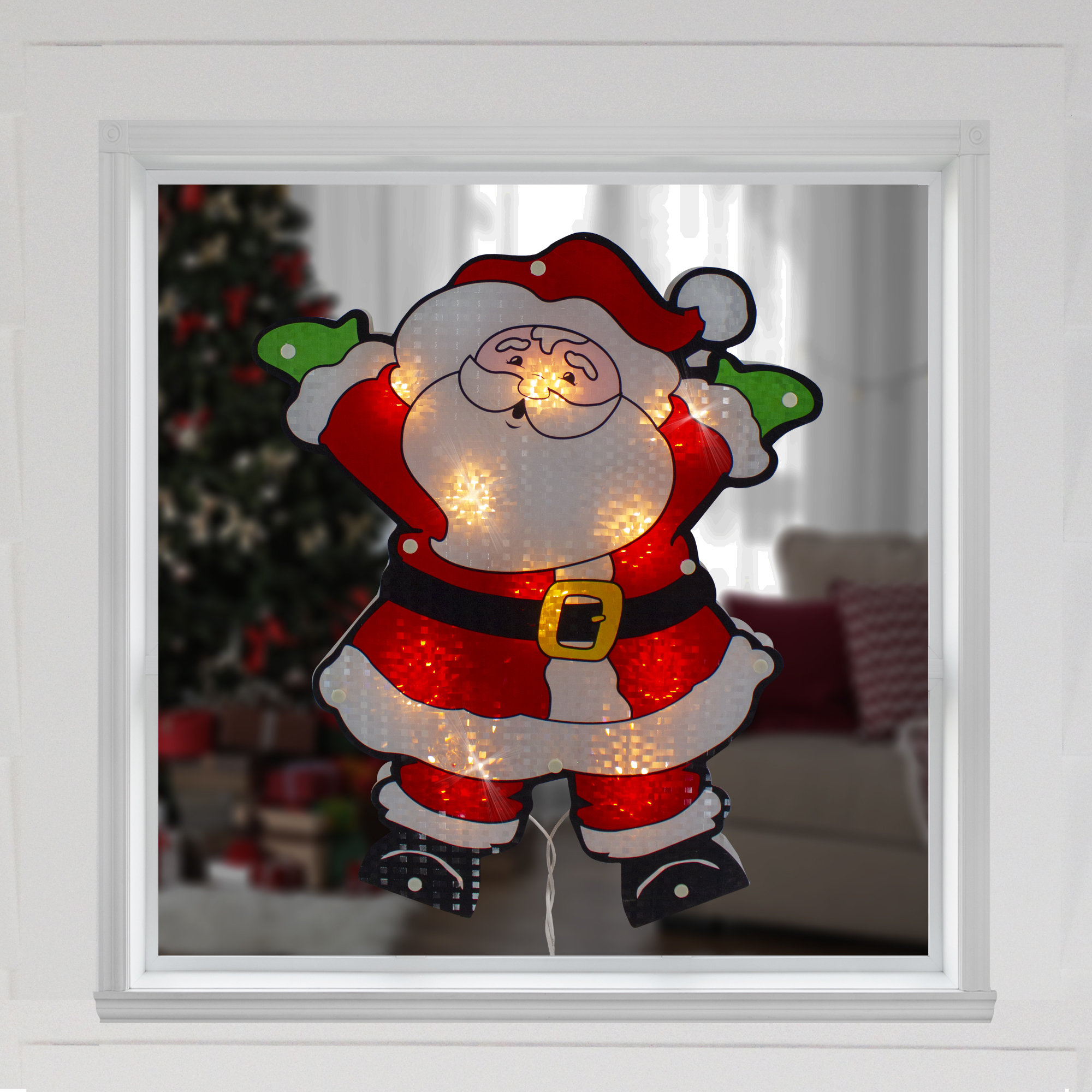 Northlight Seasonal 16.25" Lighted Holographic Santa Claus Christmas ...