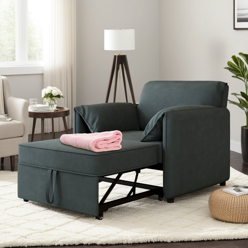 Latitude Run® 3-in-1 Convertible Sofa Bed, Multi-Functional Linen ...