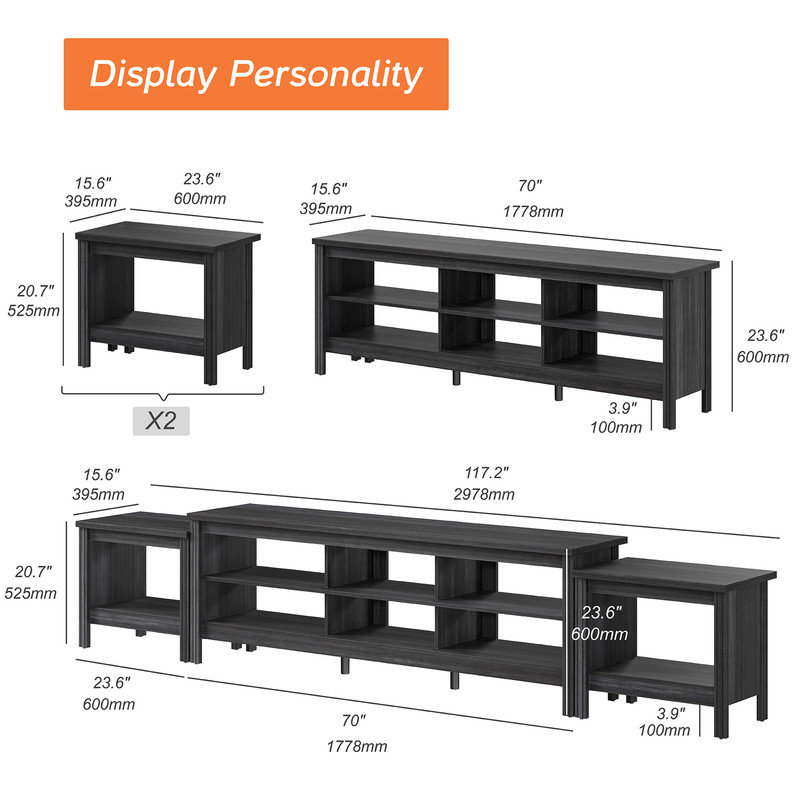 Lark Manor™ Ashae 117.2 inch TV Stand with Yellow led | Wayfair