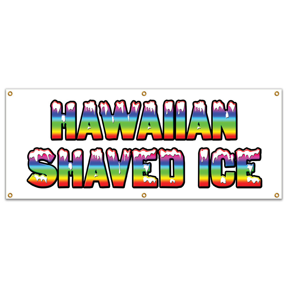 SignMission HAWAIIAN SHAVED ICE BANNER SIGN Hawaian Signs Sno Snow Cone ...