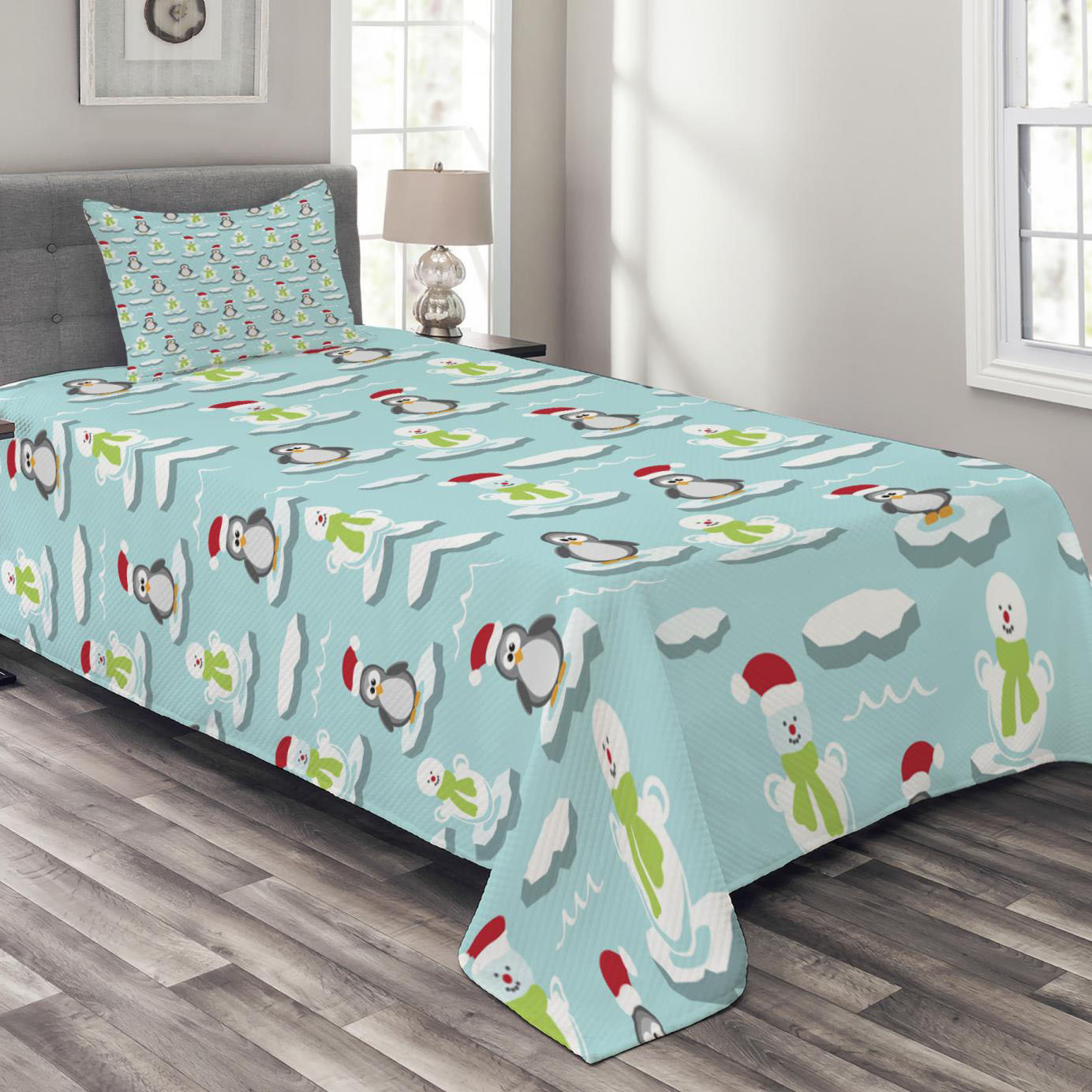 Ambesonne Kids Blue Microfiber Coverlet Set | Wayfair