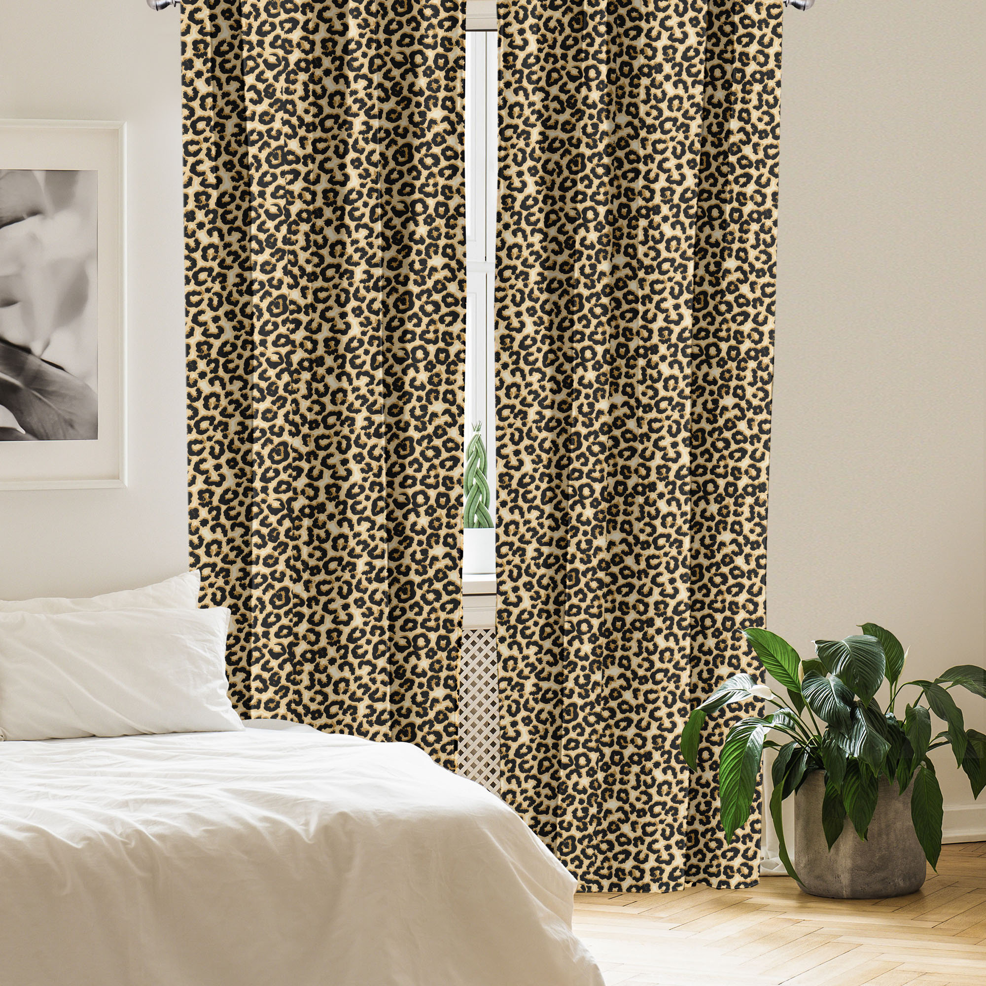 East Urban Home Leopard 4-Panel Curtains, Animal Skin Blemish Blots ...