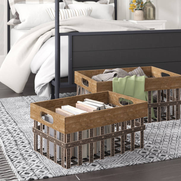17 Stories 2 Piece Solid Wood Basket Set & Reviews | Wayfair