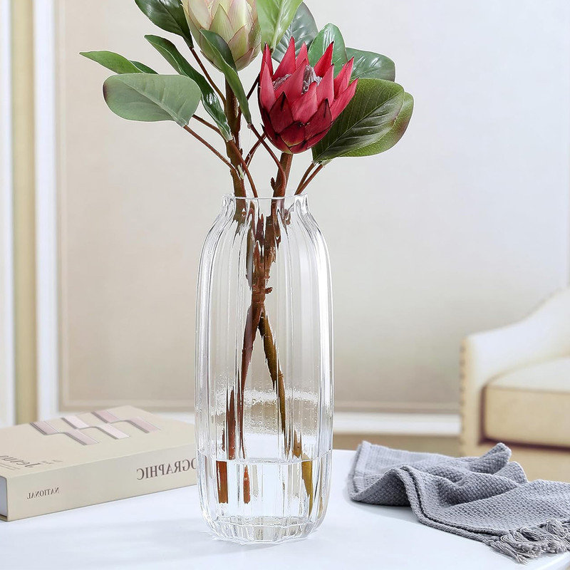 Ivy Bronx 12" Clear Glass Vase for Flowers Bud Tall Glass Vases,Simple ...