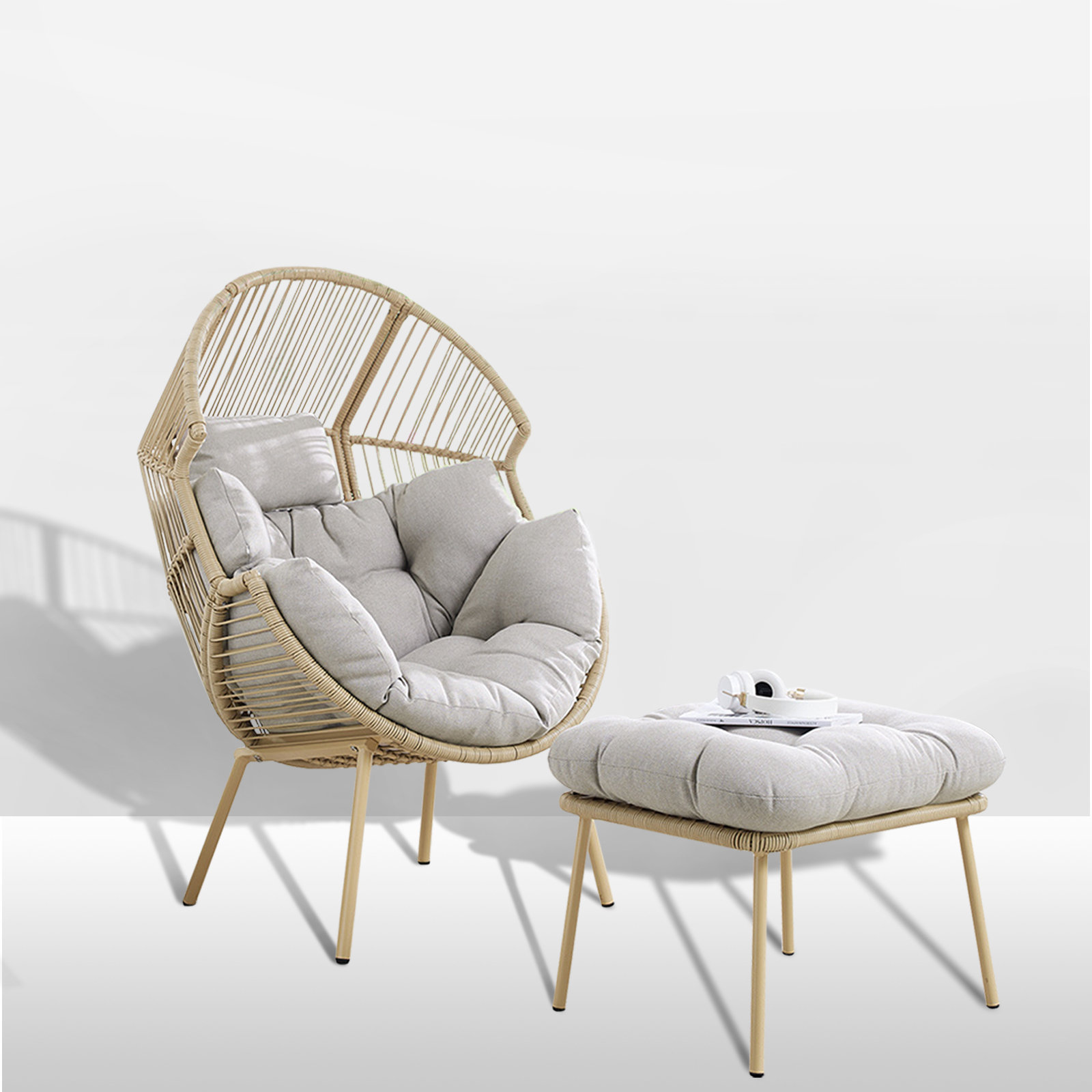 Dakota Fields Baja Swing Chair Hammock with Cushion and Ottoman ...