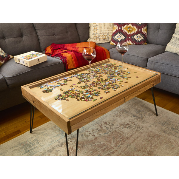 Wildon Home® Arnsten Puzzle Table with Removable Glass Top & Reviews ...