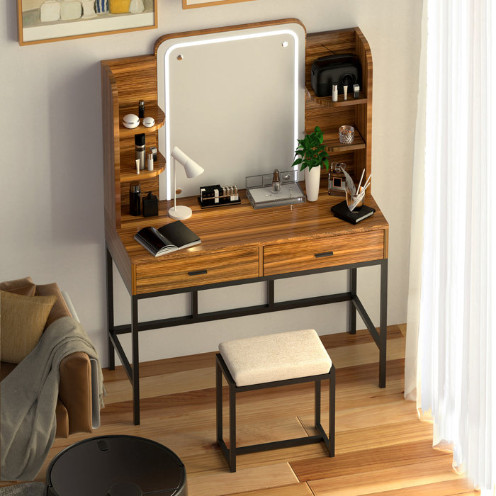 Mercer41 Gianalberto Vanity Set with Lighted Mirror & Reviews | Wayfair