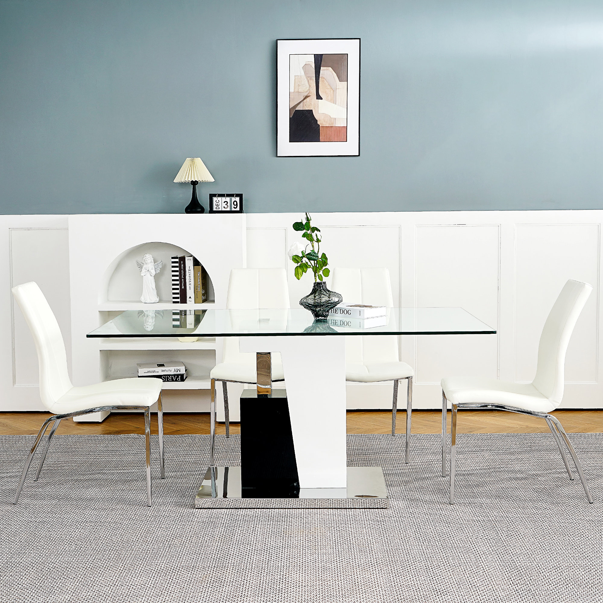 Ivy Bronx Modern Style Glass Table,kitchen table set | Wayfair