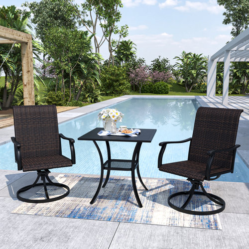 Square Two Person Patio Dining Sets You'll Love | Wayfair