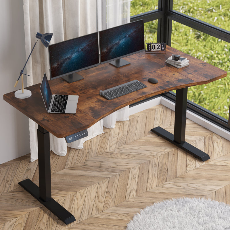 Inbox Zero Latysha Dual Motor Electric Height Adjustable Curved ...