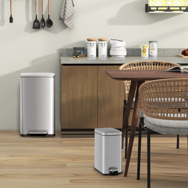Rebrilliant Sivan Stainless Steel Step On Trash Can Sets - 10L ...