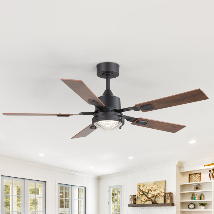 Ebern Designs Farmhouse 52 Inch Ceiling Fan With Light, Indoor Ceiling ...