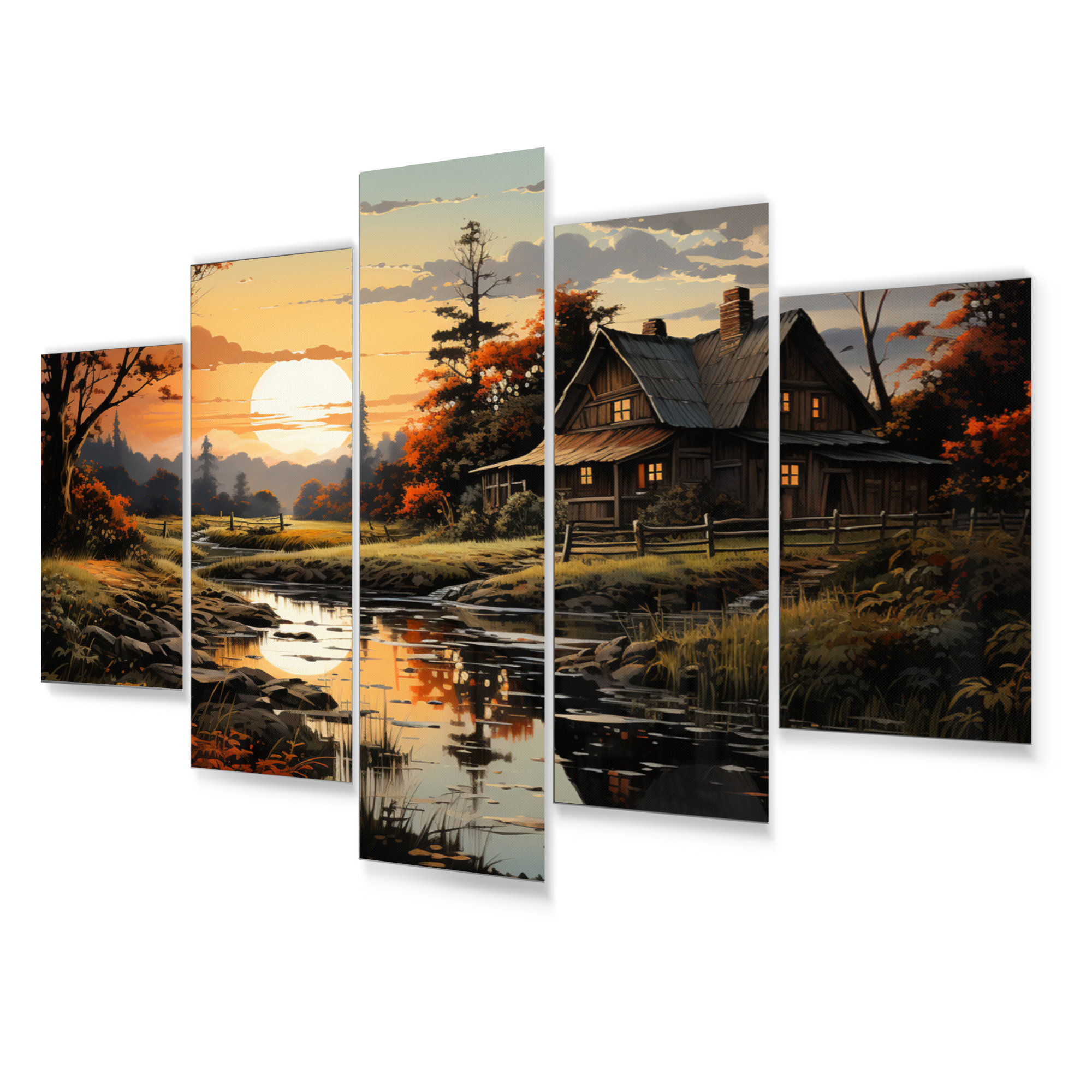 Red Barrel Studio® Country Charm Evening Glow On Metal 5 Pieces Print ...