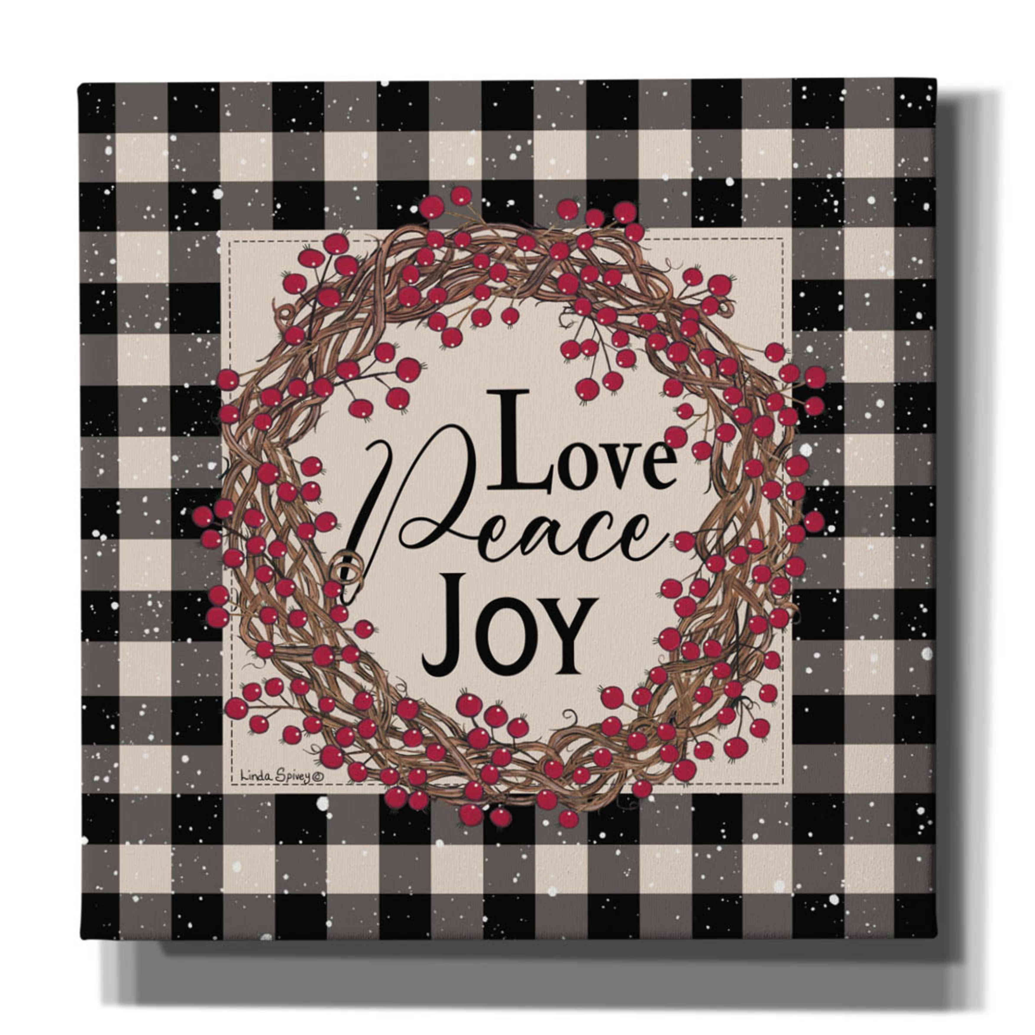 The Holiday Aisle® Epic Graffiti 'Love Peace Joy With Berries' By Lin ...