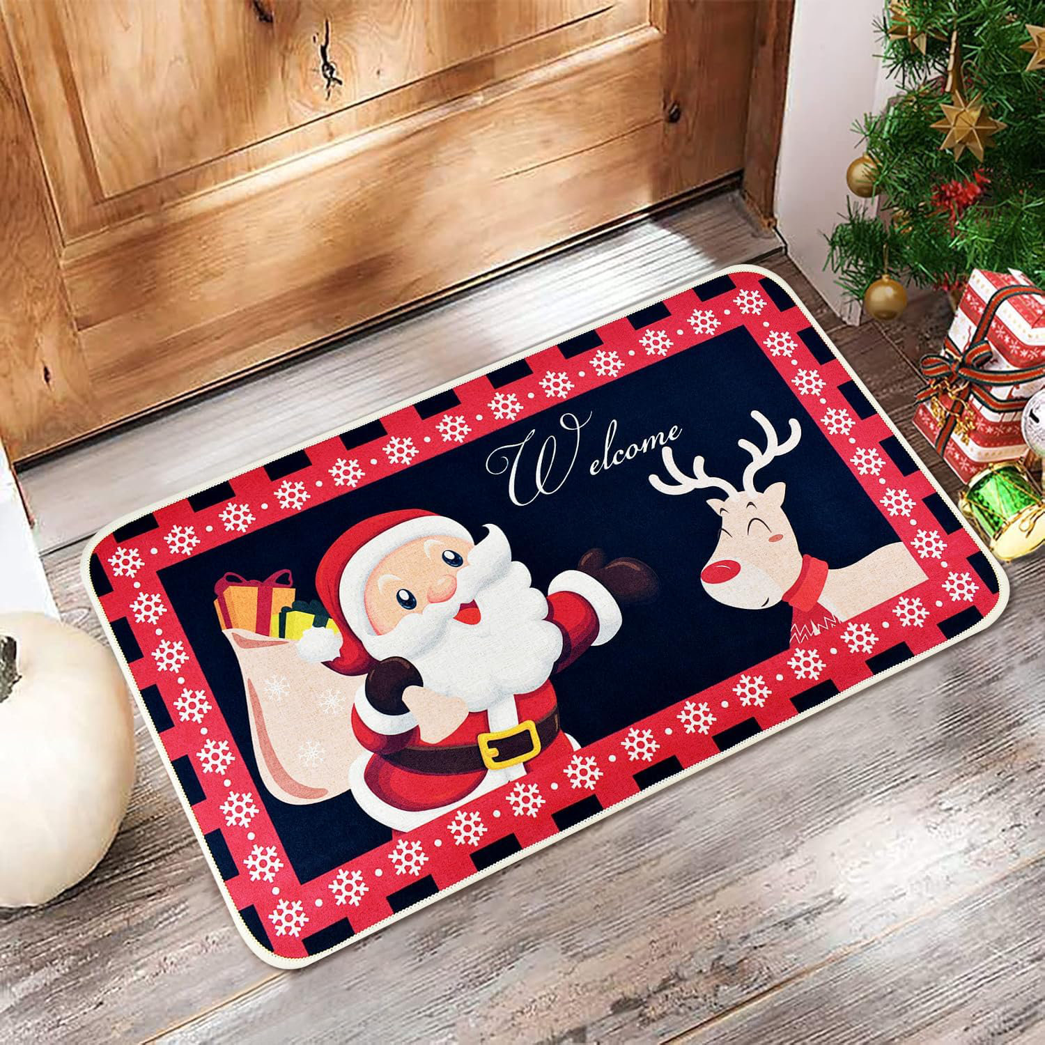 Ophelia & Co. Christmas Welcome Decorative Doormat,Cute Santa Claus ...
