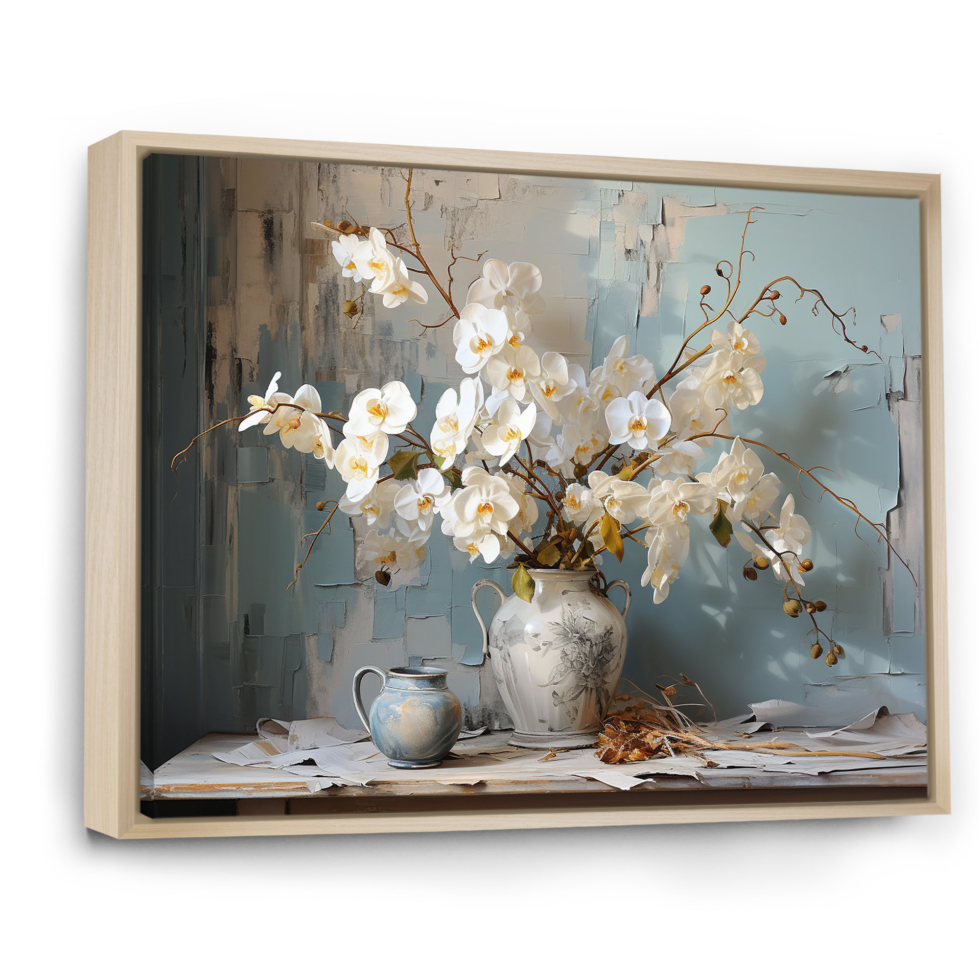 Design Art White Orchids Farmhouse Still Life On Canvas Print | Wayfair