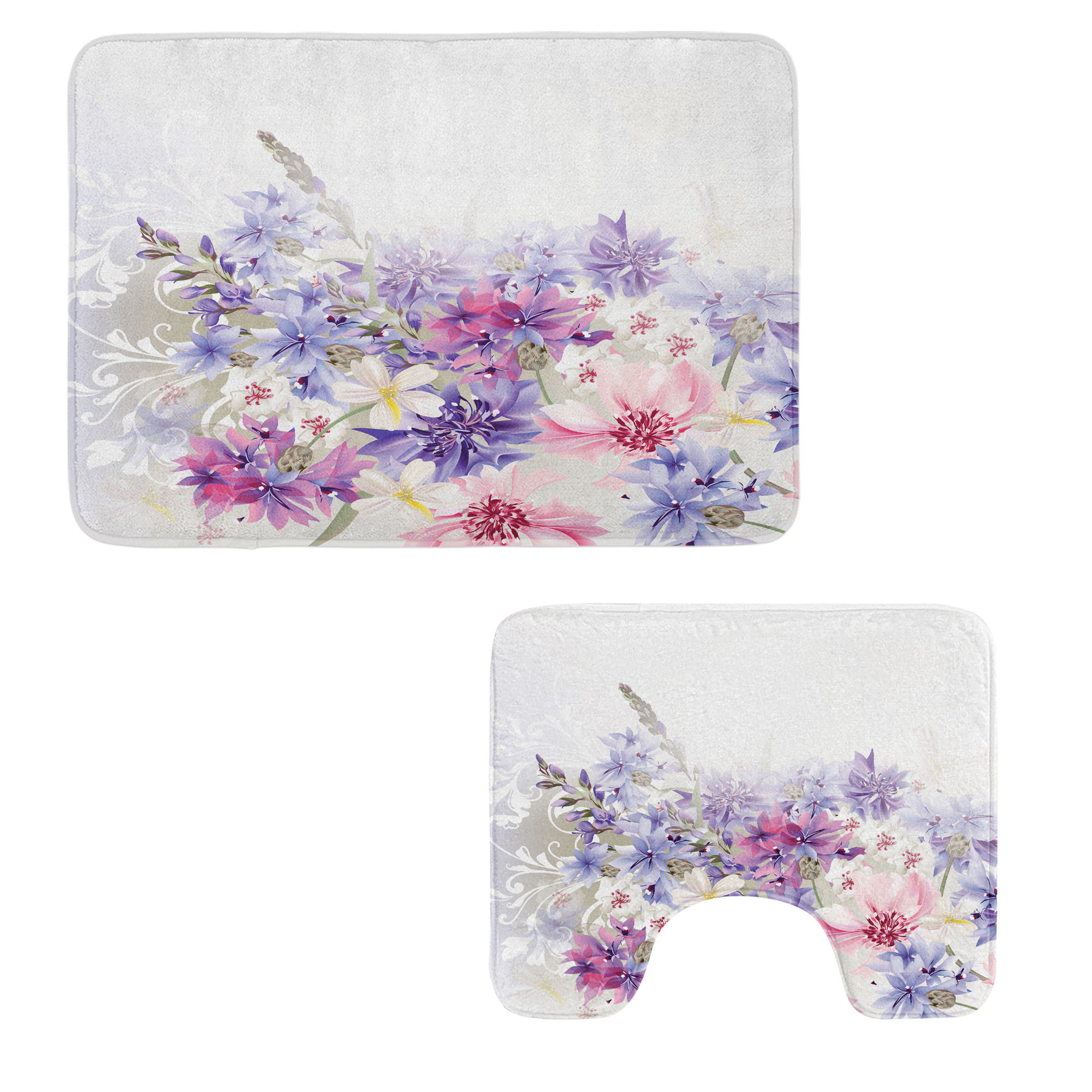 Dakota Fields Lavender Bathroom Rug Set 2 Pieces Rectangle & Contour ...