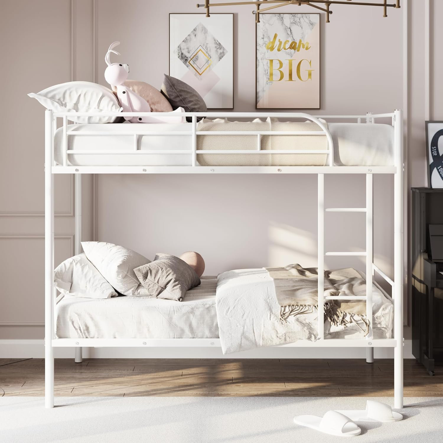 Isabelle & Max™ Metal Bunk Bed, Bunk Bed With Ladder And High Guardrail ...