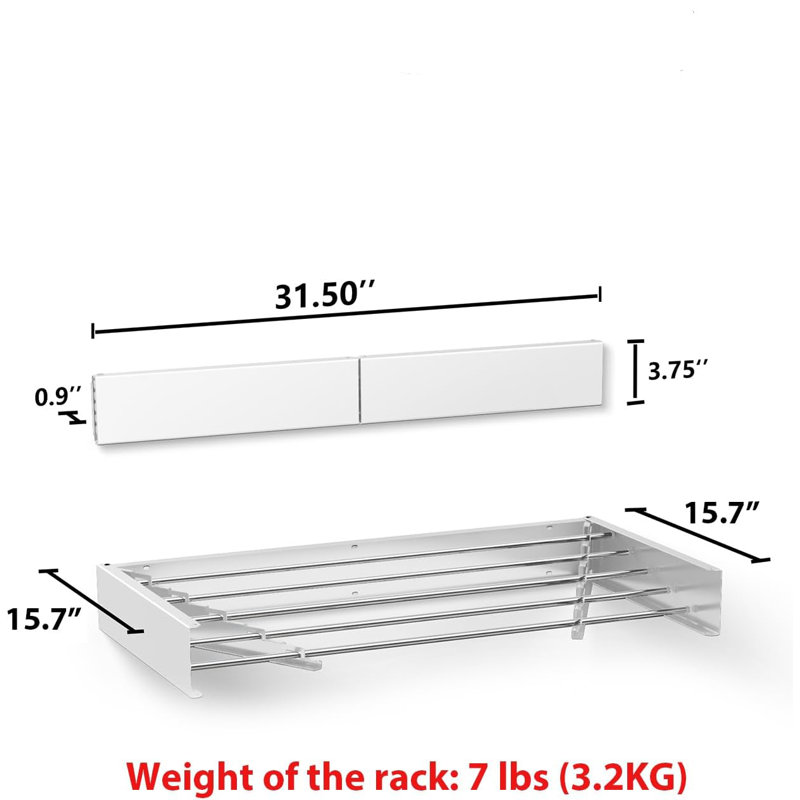Rebrilliant Metal Foldable Wall-Mounted Drying Rack | Wayfair