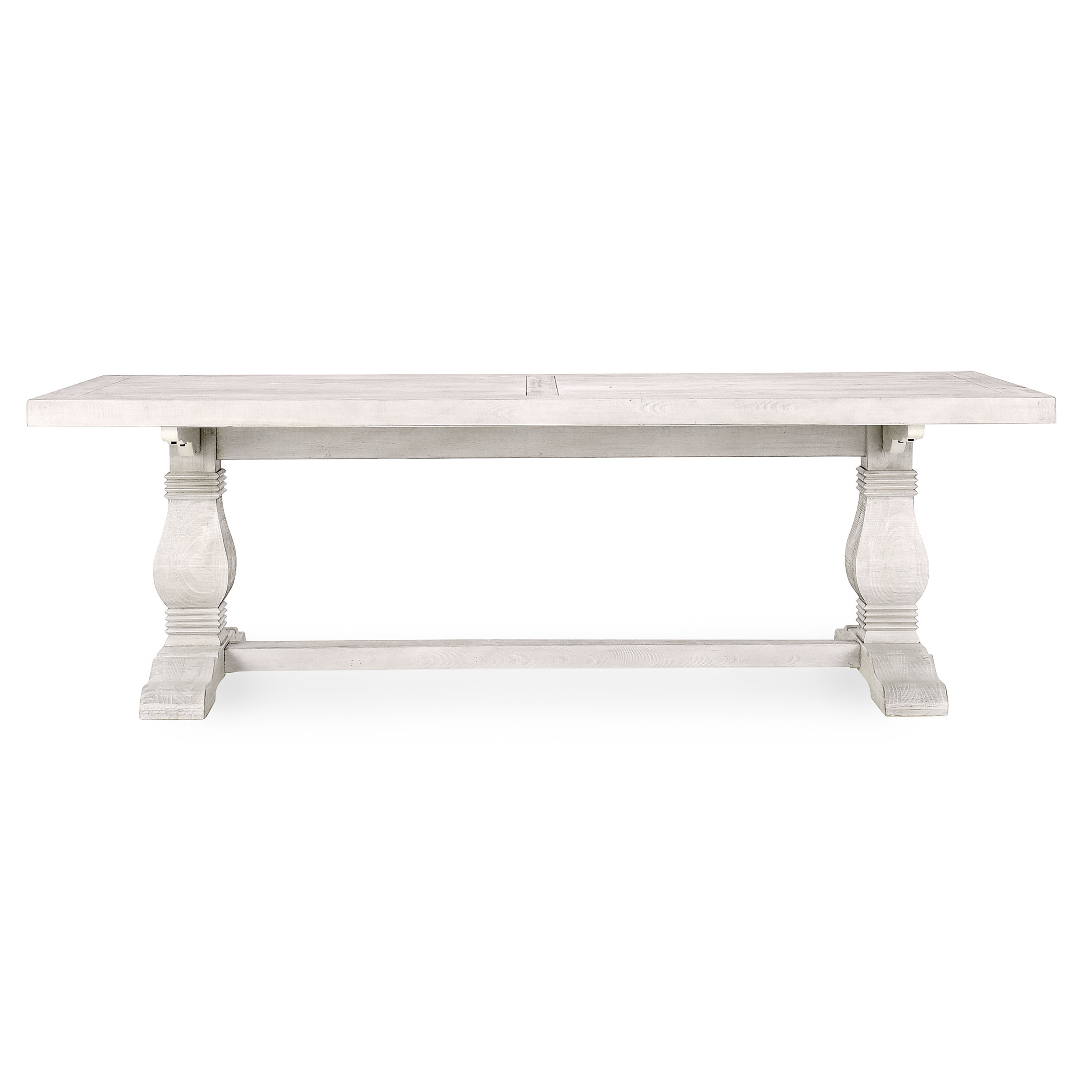 One Allium Way® Caleb 94" Distressed Ivory Dining Table - Vintage Charm ...