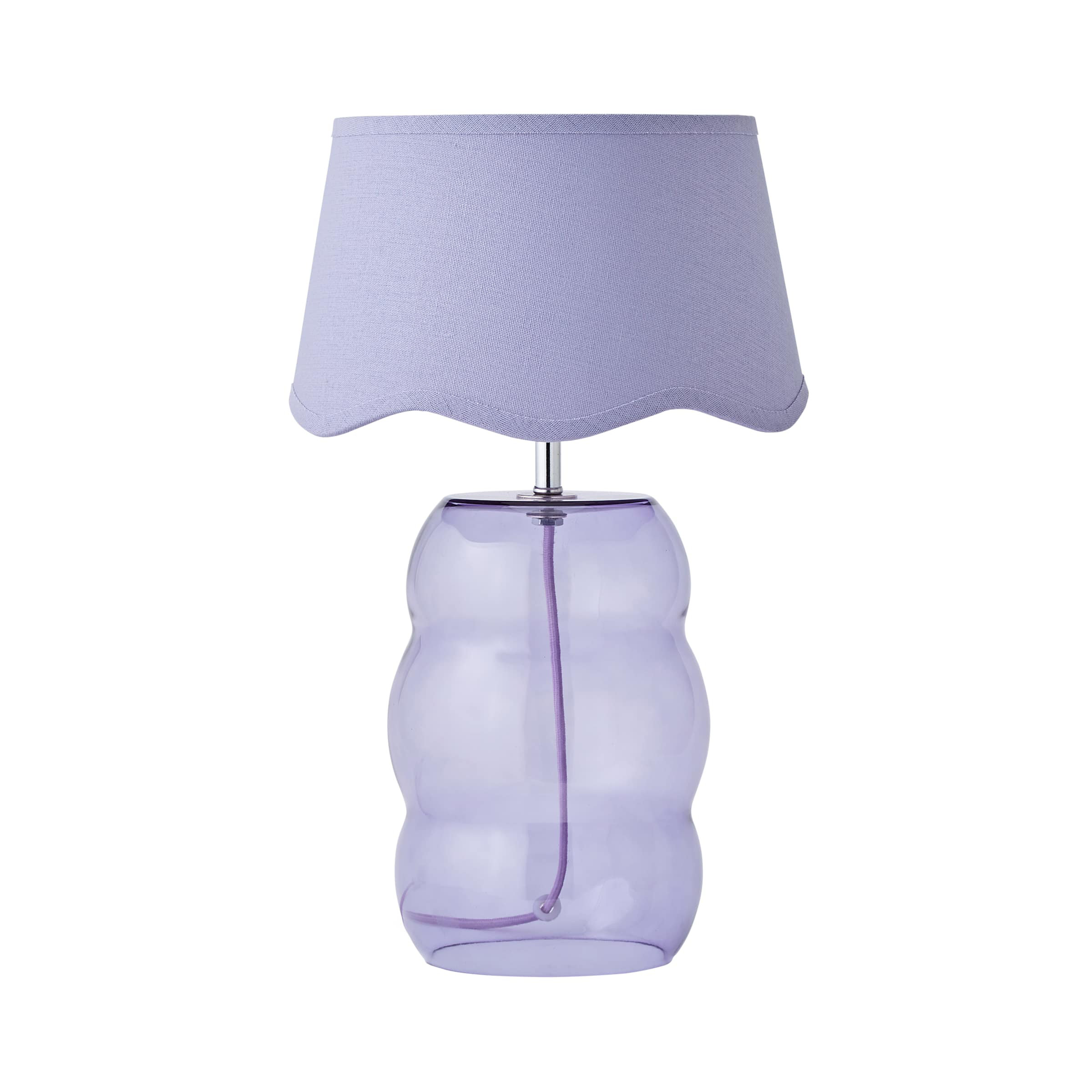Metro Lane Deleena Lilac Glass Bubble Table Lamp with Lilac Scallop ...